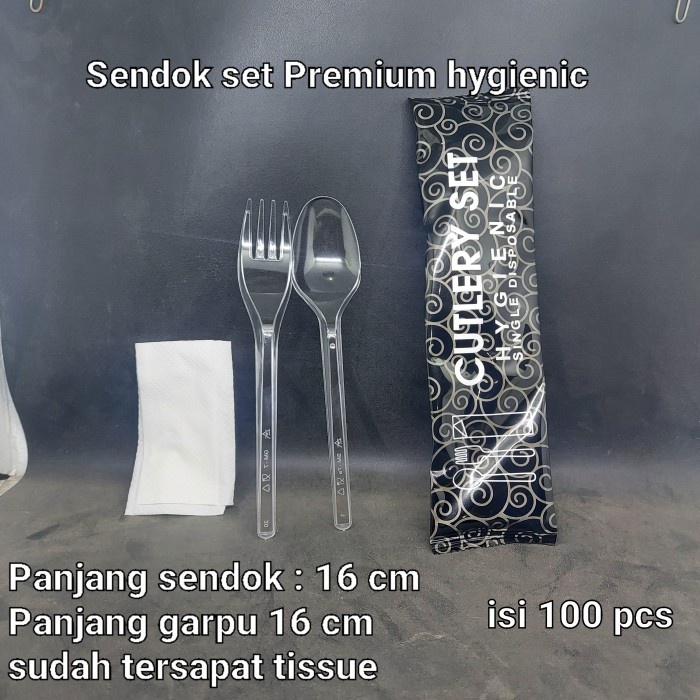 Hygienic clear spoon / fork / tissue set cutlery set contains 100 sets ...