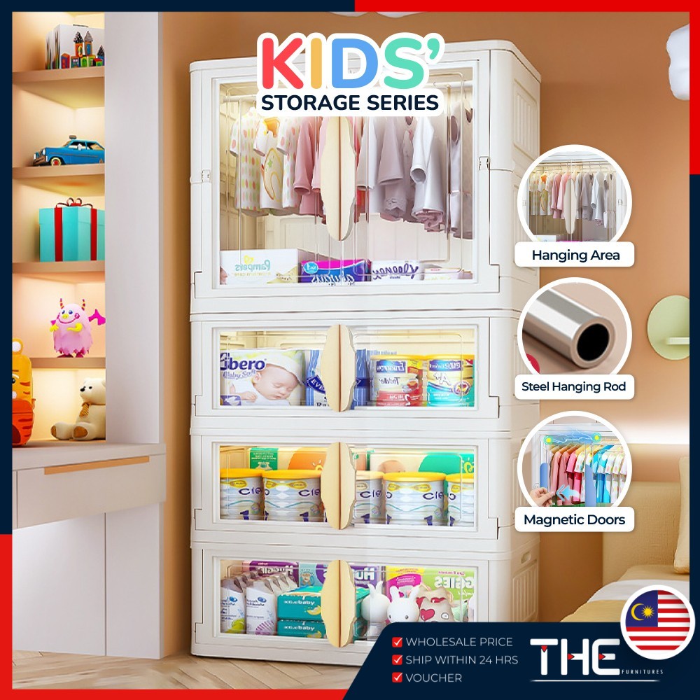 THE 2 Doors Wardrobe Storage Cabinet Storage Transparent Storage Box ...
