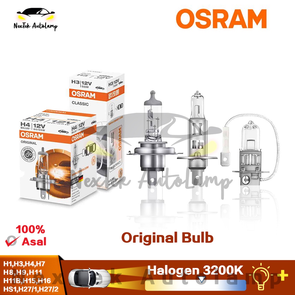 OSRAM H1 H4 H7 H27/1 H27/2 HS1 12V 3200K 64211 64212 64185Original Line ...