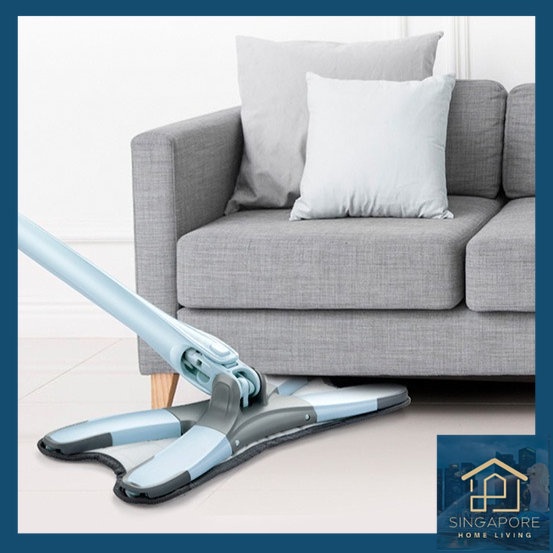 X-shape Free Hand-washing Self-Twisting with Microfiber Fabric Mop Pad Rotating Lazy Floor Mop ...