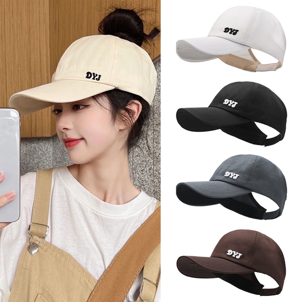 Fashion Adjustable Solid Color Empty Top Sunproof Letter Embroidery ...