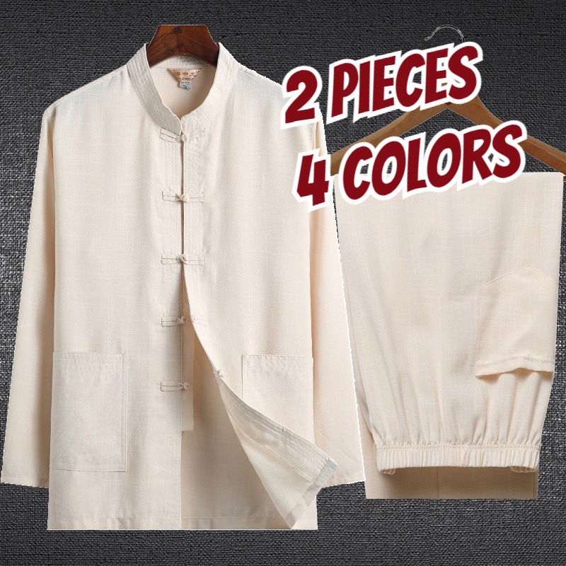 Men Tang Kungfu Uniform Men's Linen Shirts Tai Chi Hanfu Cotton Blouse ...
