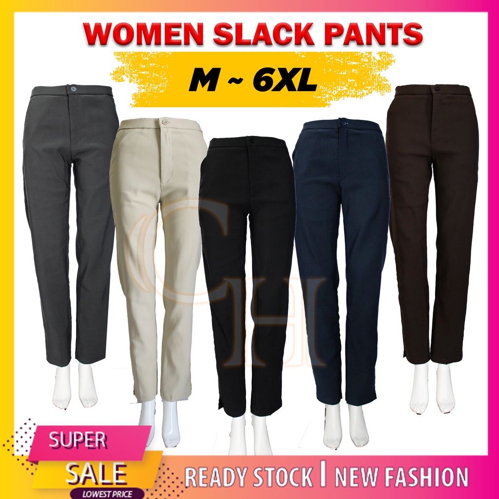 SLACK WOMEN / LADY COTTON LONG PANTS STRETCHABLE PLUS SIZE (SELUAR ...
