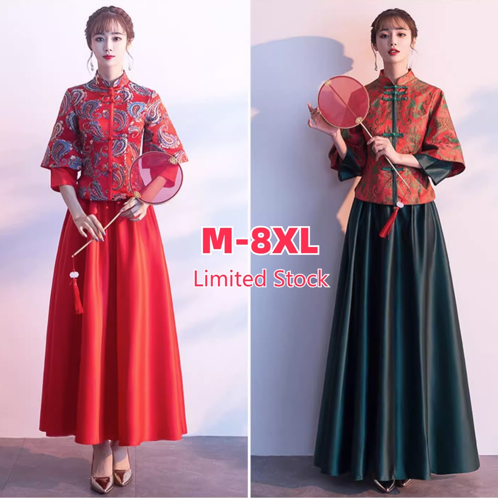 M-8XL Style Bridesmaid Dress Plus Size Wedding Cheongsam Baju Women ...