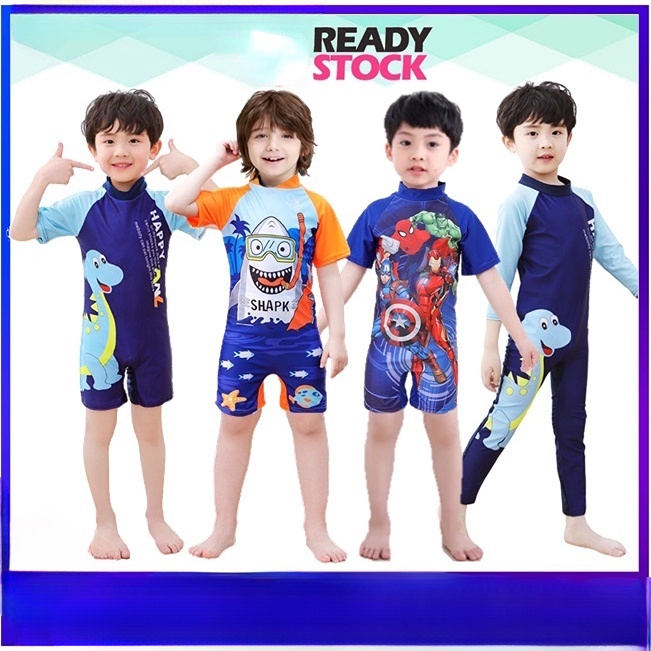 Boy Baby Swimsuit Kids Cartoon Animation Dinosaur Shark Spider Space ...