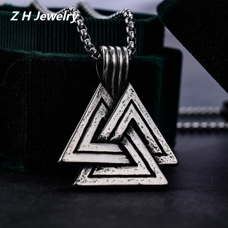 [Z H Jewelry] Vintage Nordic Viking Triangle Hip Hop Pendant Men's and ...