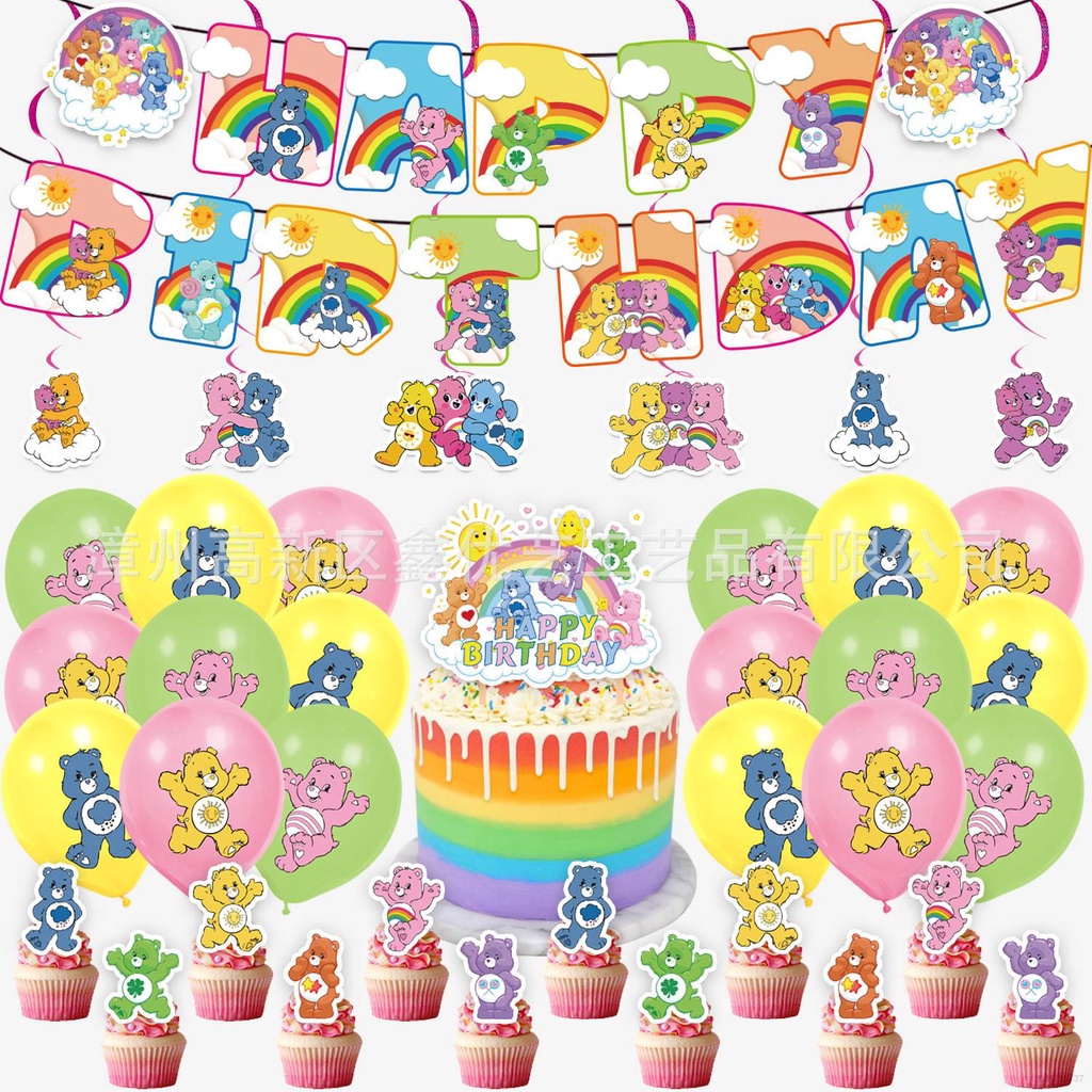 NEW Care Bears Theme kids birthday party decorations banner cake topper ...