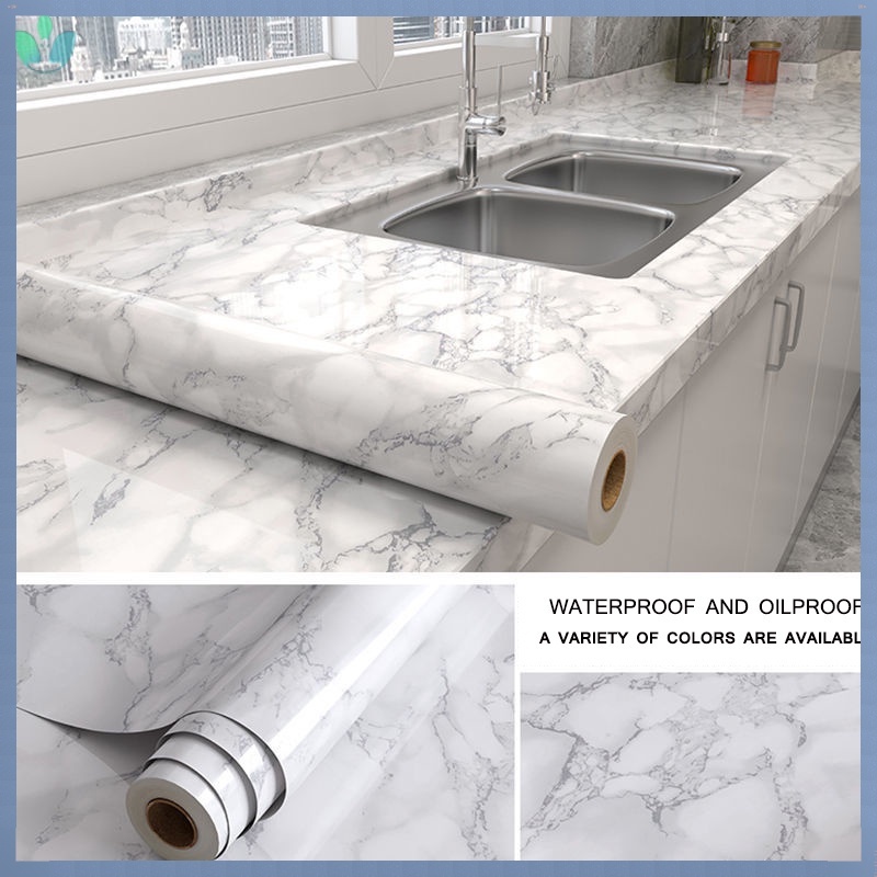 5M Marble Waterproof Self Adhesive Wallpaper Kitchen Greaseproof ...
