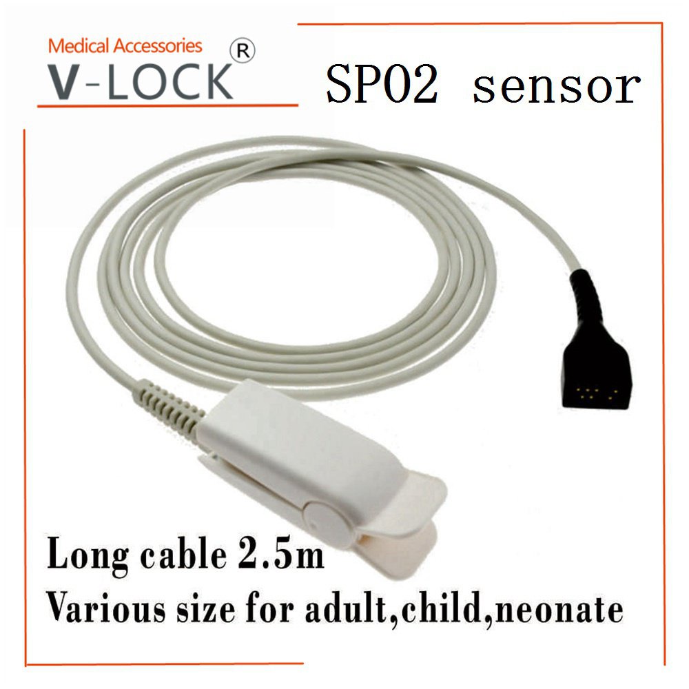 V-LOCK Long Cable 2.5M Adult Child Neonate Oxygen Reusable Spo2 Sensor ...