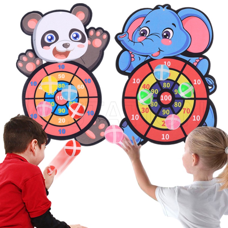 Montessori Sticky Balls Throw Dart Board / Kids Indoor Cartoon Animal ...