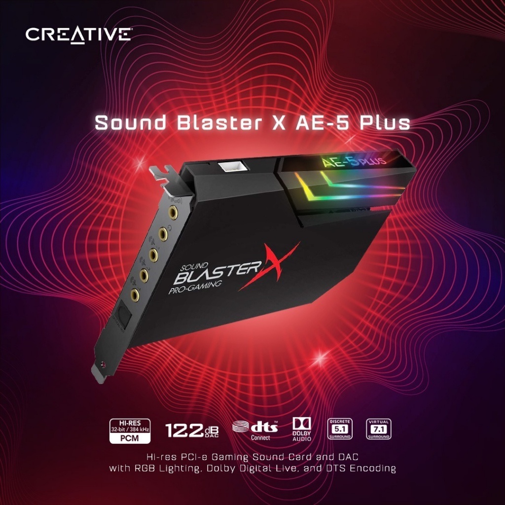 CREATIVE Sound BlasterX AE-5 Plus - PCI-e Gaming Sound Card & DAC ...