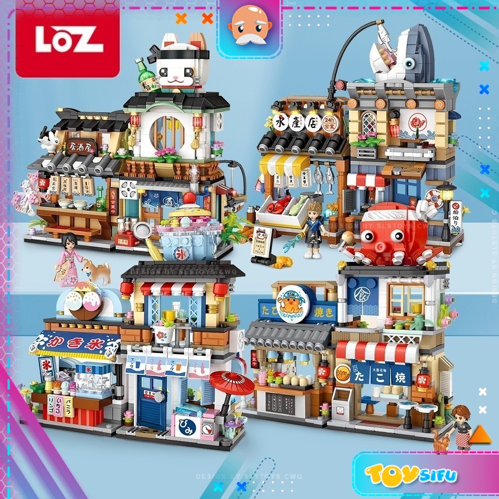 LOZ IDEAS Mini Block Japanese Street Series Takoyaki Ice Shop Octopus ...