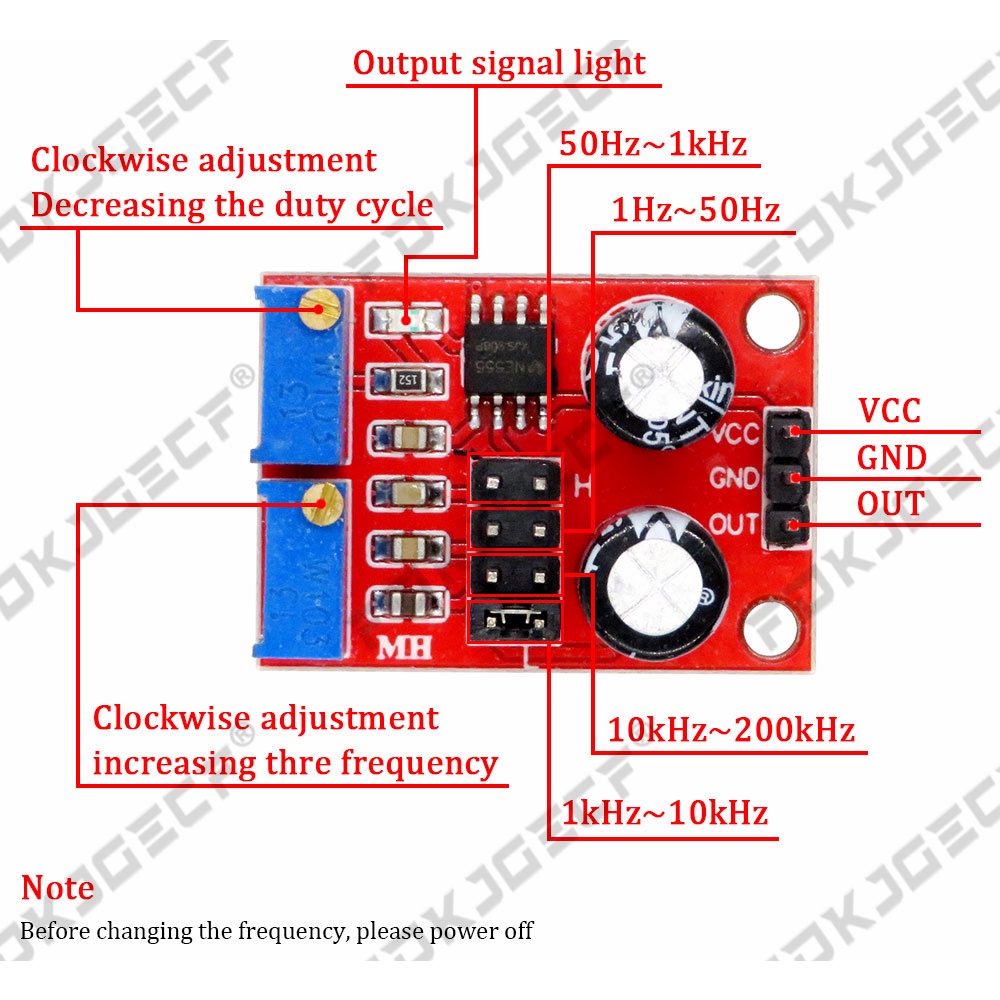 NE555 Pulse Frequency Duty Cycle Adjustable Module Square Wave 5V-12V ...