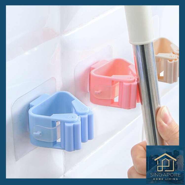 Portable Suction Cup Hanging Mop Holder Bathroom Mop Shelf Punch-free ...