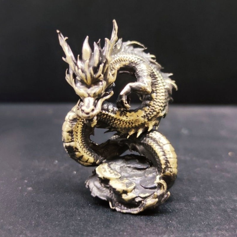 Pure Copper Dragon Figure Retro Brass Distressed Handmade Zodiac Dragon ...