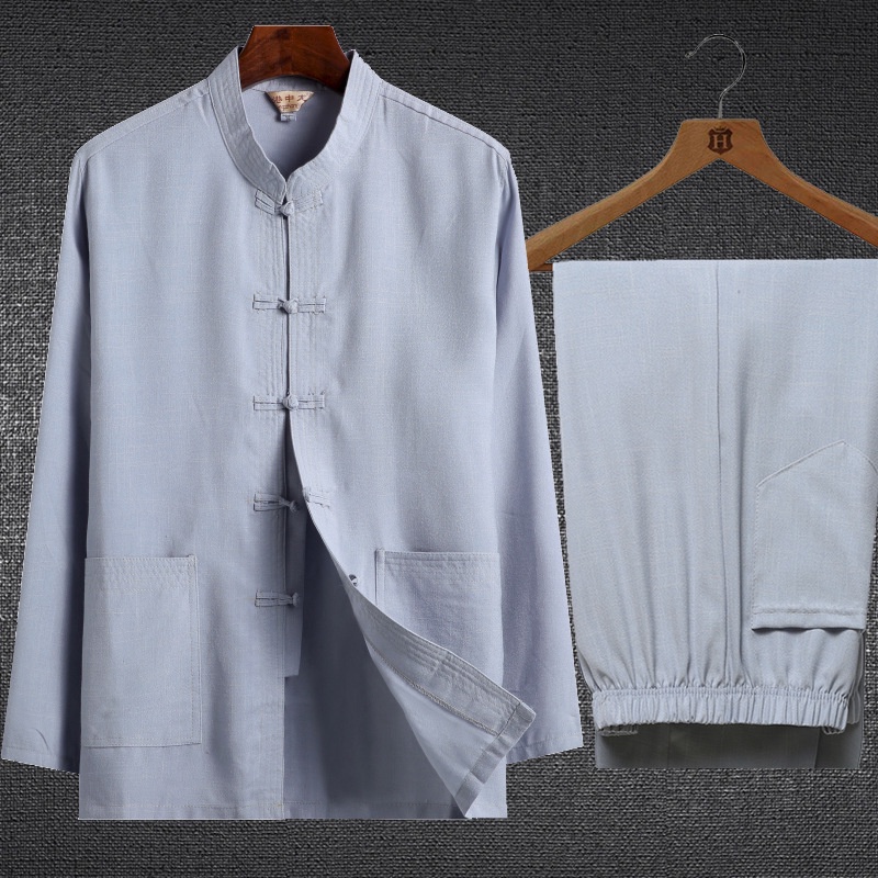 Men Tang Kungfu Uniform Men's Linen Shirts Tai Chi Hanfu Cotton Blouse ...
