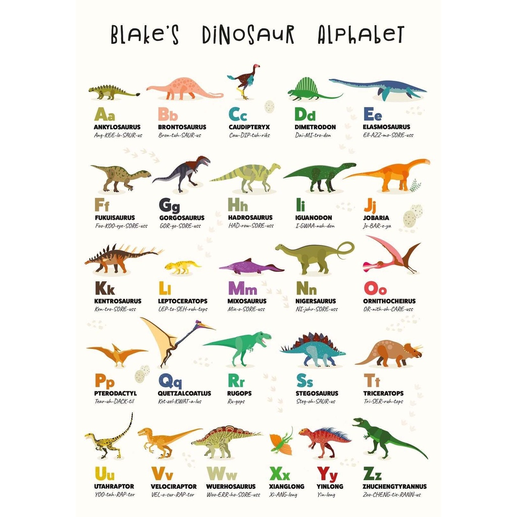 Personalised Dinosaur Poster Alphabet of Dinosau Vertical Poster Kids ...
