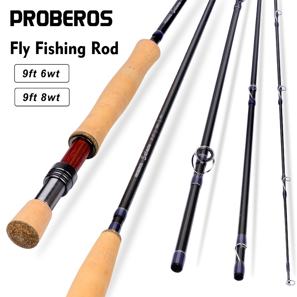 PROBEROS 4 Section Fly Rod Fly Fishing Rod 9 Feet 2.7 Meters 6wt 8wt ...
