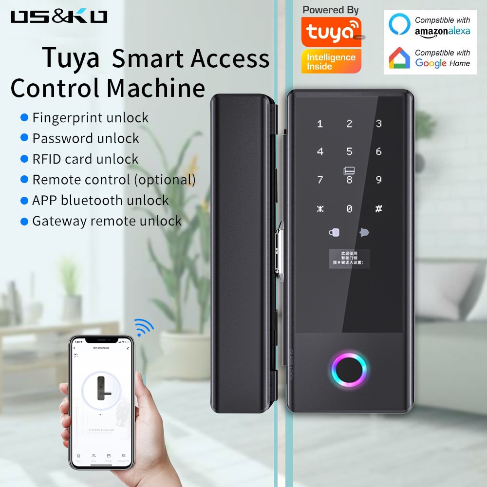 Digital lock Smart lock for glass door Biometric Fingerprint Lock ...