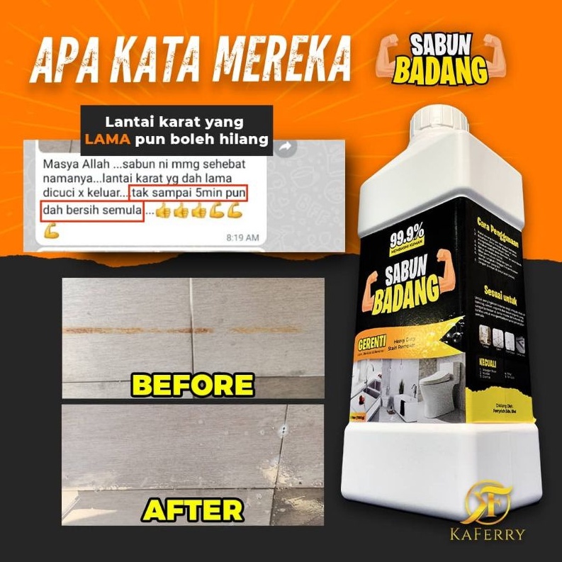 Hq Sabun Badang Stain Remover+Gloves | Glossy Floor Wash | Lost Rust ...