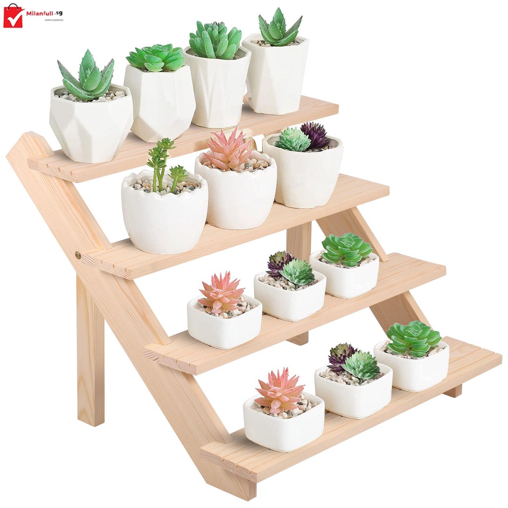 Wooden Display Stand 4-Tier Wooden Retail Display Riser Rustic Wooden ...