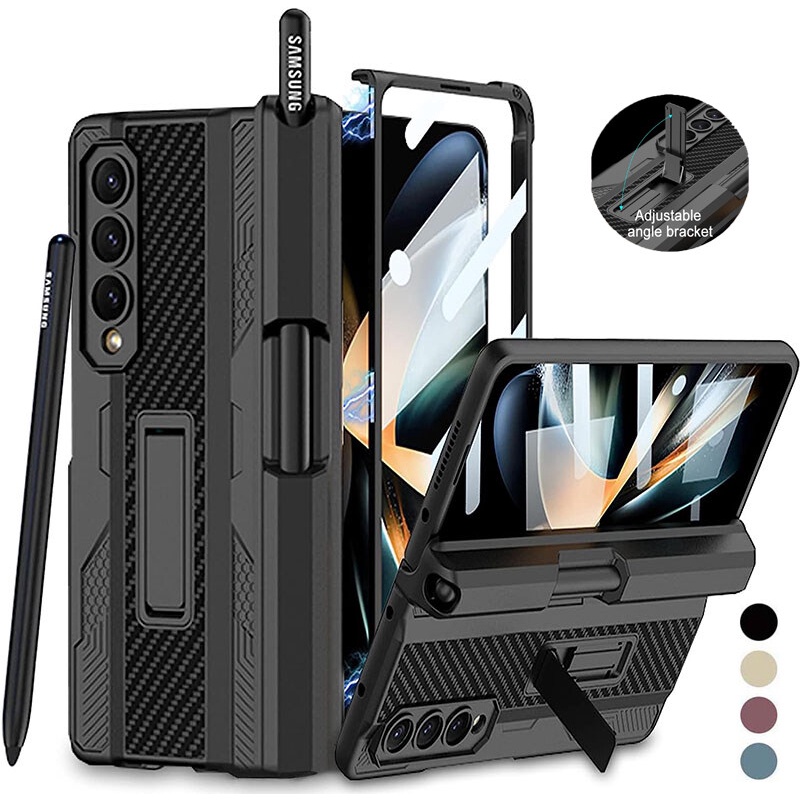 for Samsung Galaxy Z Fold 4 2022 Case with Screen Protector, Hinges Protect The Built-in Pen ...