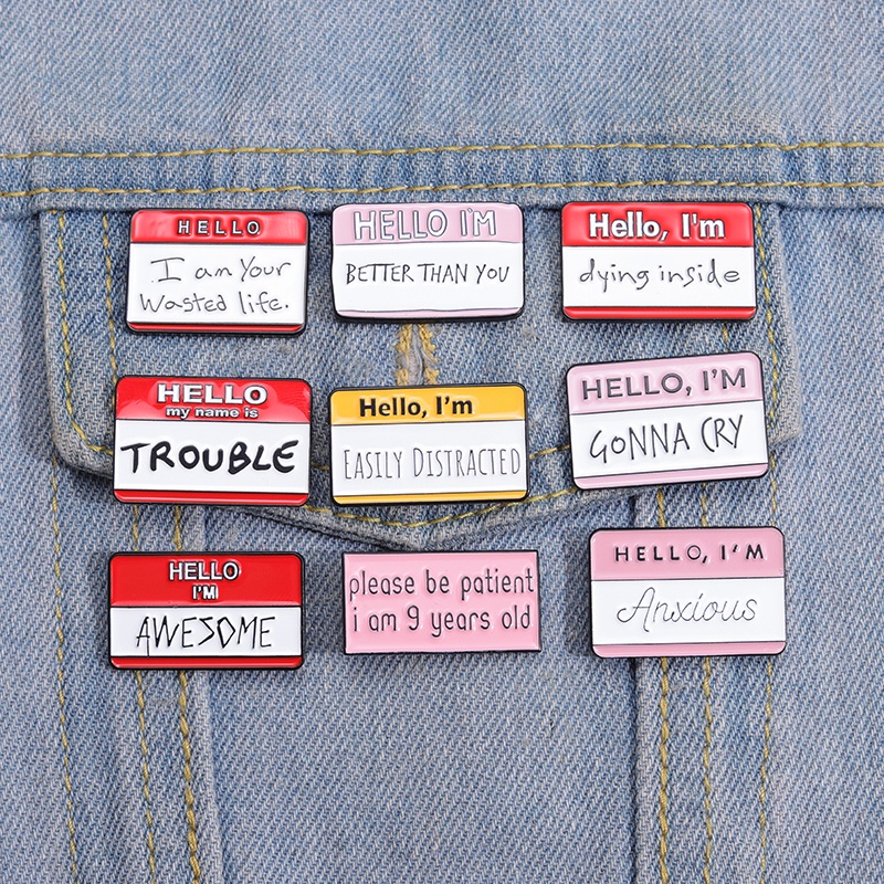 Cute Quotes Banner Enamel Pins Cartoon Colorful Slogan Brooches Badges ...