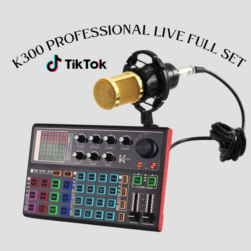 Professional Live Sound Card External Voice Changer Audio Mixer Kit ...