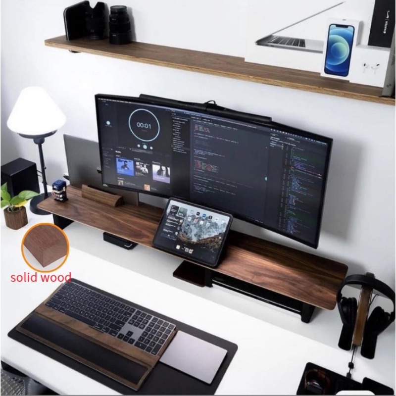Solid Wood Monitor Stand Monitor Rack Laptop Stand Desktop Monitor ...