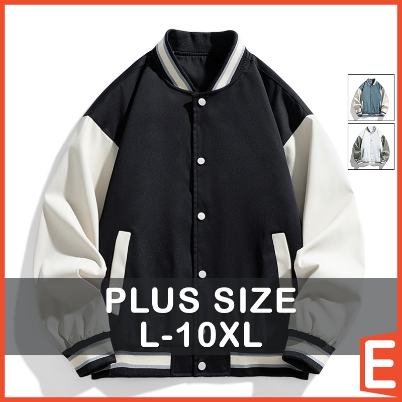 [L-10XL] Plus Size Baseball Jacket Men Korean Oversized Long Sleeve ...