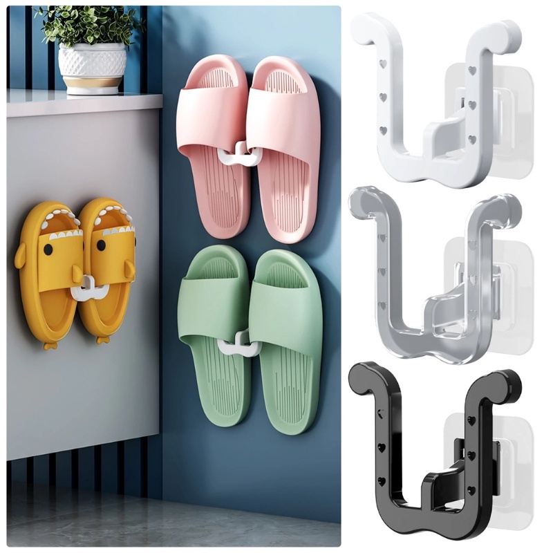 Wall-mounted Non-punched Slipper Holder / Space-saving Simple Slipper ...