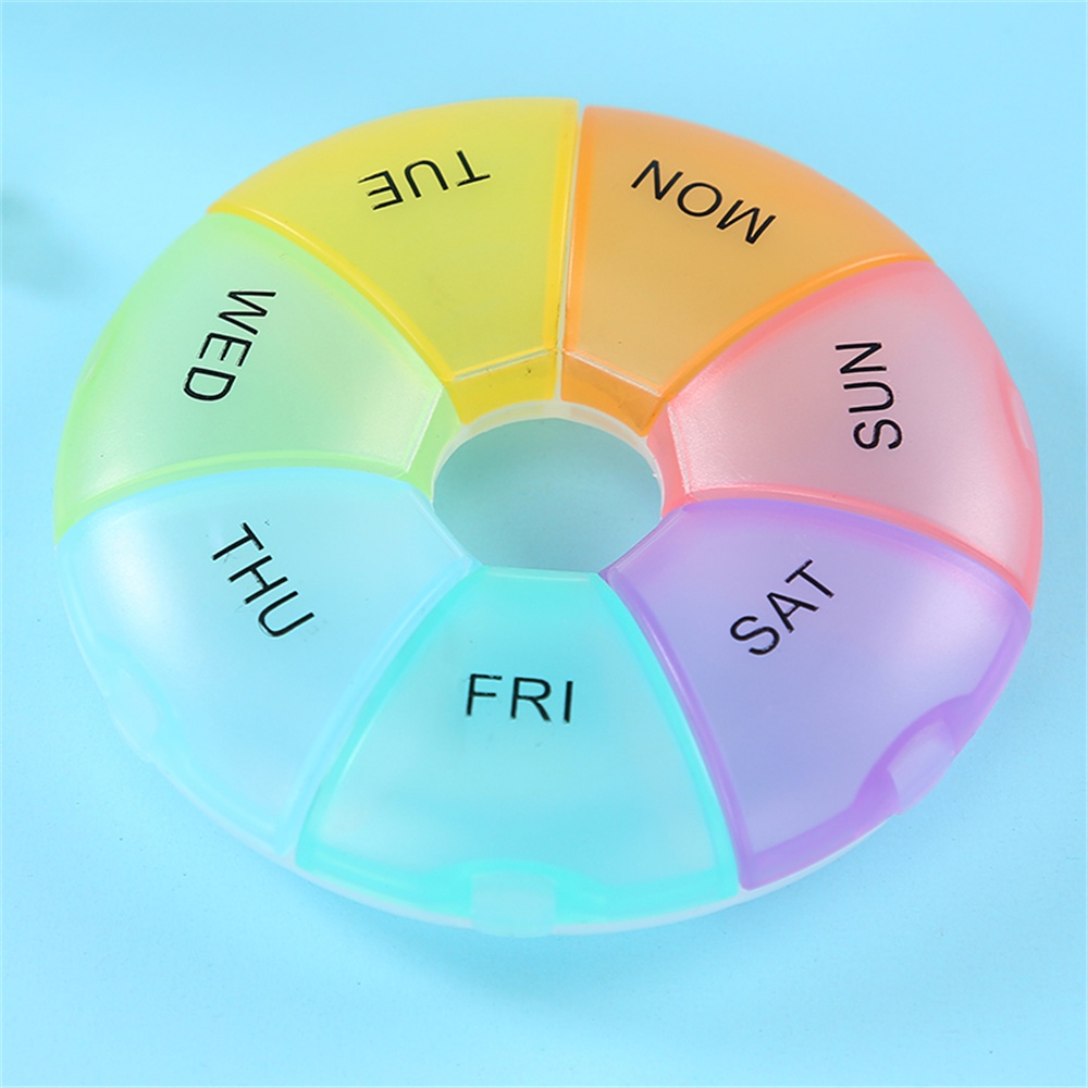 Portable Round Pill Case 7 Days Weekly Tablet Candy Box Plastic Storage ...