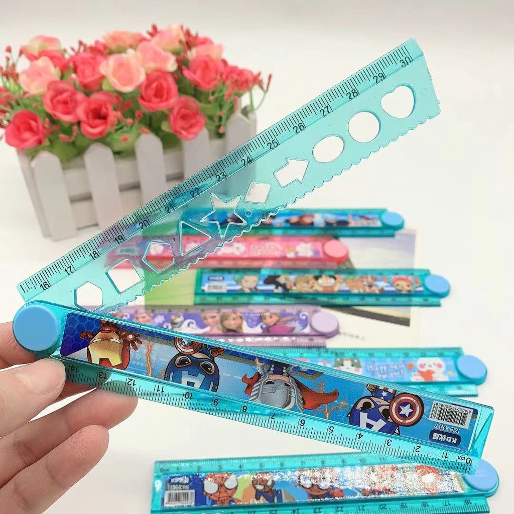 30cm Cute Cartoon Ruler Folding Stationery Plastic Foldable Ruler ...