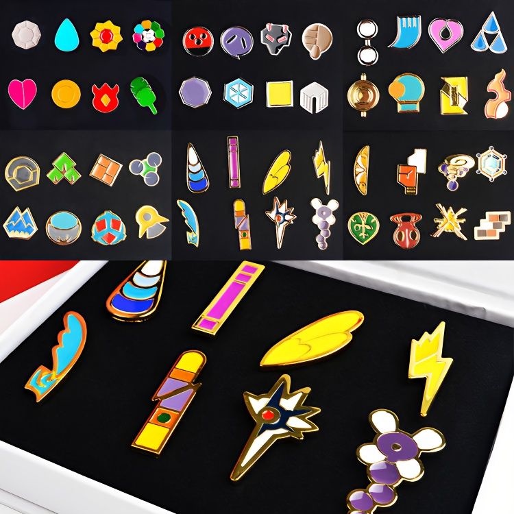 Pokemon Gym Badges Kanto Johto Hoenn Sinnoh Unova Kalos League Region ...
