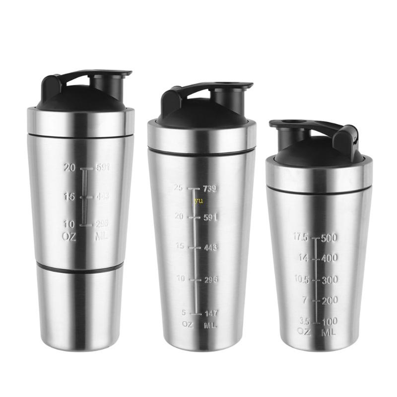YU Stainless Steel Shaker Bottle Whey Protein Powder Mixing Bottles ...