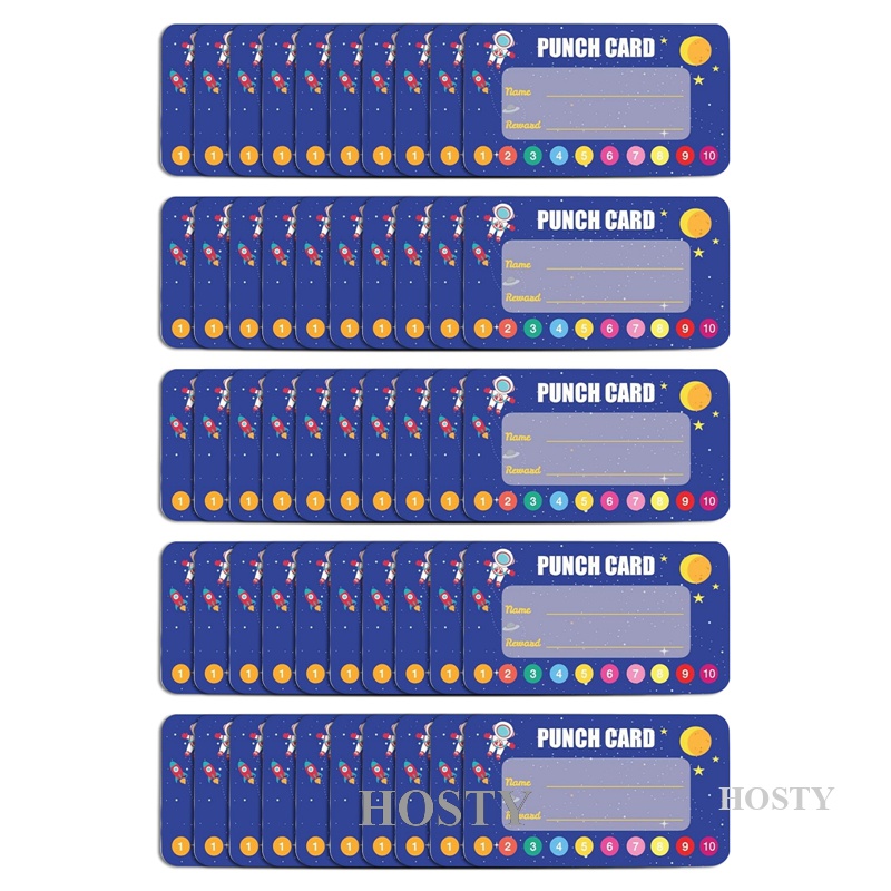 50Pcs Behavior Punch Cards With Hole Puncher Incentive Loyalty Punny ...