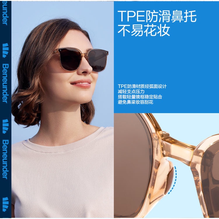 BENEUNDER Ultra-Light Foldable Sunglasses UV400 Polarized Nylon Lens Sunscreen Block Glare ...