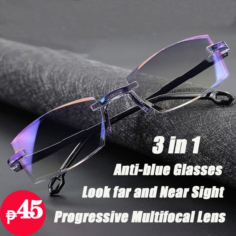 *Ready Stock*Borderless Reading Glasses Men Anti Blue Rays Presbyopia ...