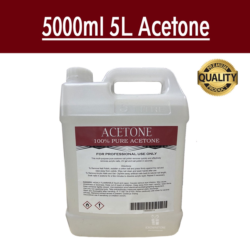 5 Litre 100% Pure Acetone ( 5L ) Professional Nail Salon Remover ...