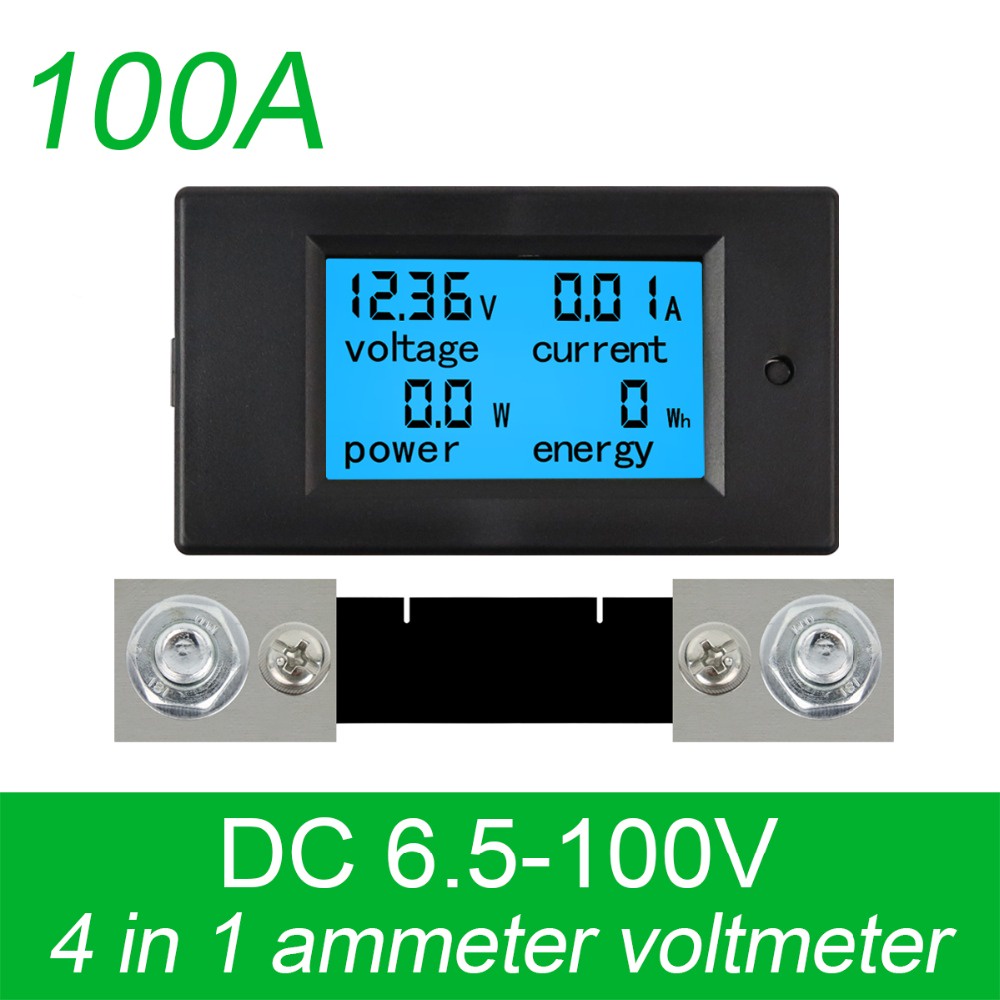 PZEM-051 DC 6.5-100V 50A/100A LCD Display Digital Current Voltage Power Energy Meter Multimeter ...