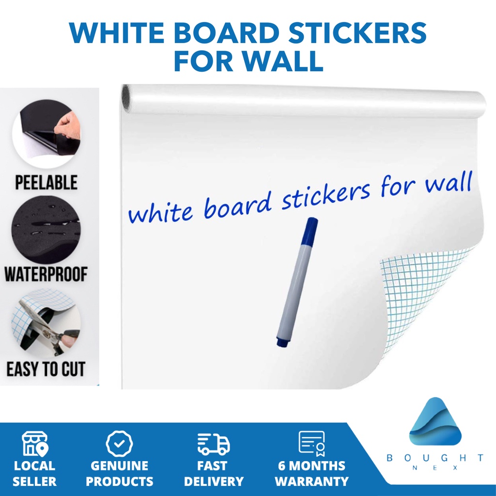 Whiteboard/Blackboard Erasable Adhesive Wall Sticker 60x200cm | Shopee ...