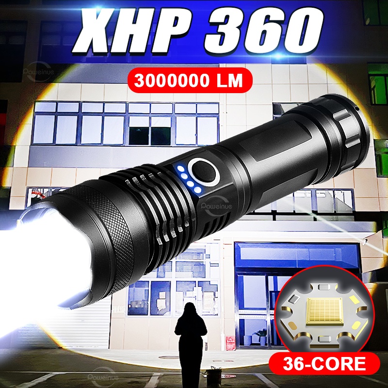 Super XHP360 LED Powerful Flashlight USB Recharge Torchlight 26650 ...