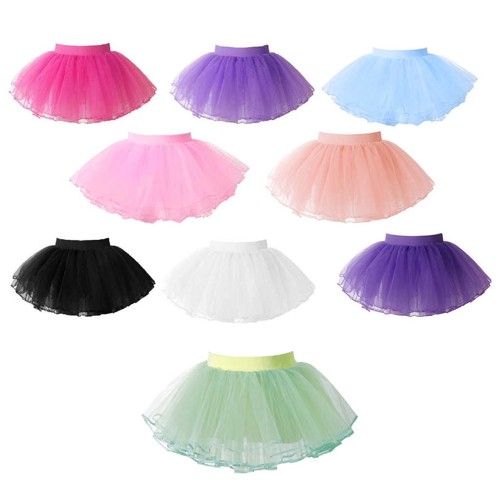 YOOJIA Kids Girls Dance Clothing Elastic Waistband Tutu Mesh Skirt ...