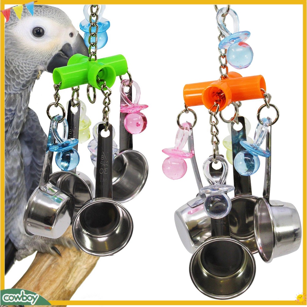 (cowboy) Bird Swing Parrot Cockatiel Cage Spoon Hanging Climbing Bite ...