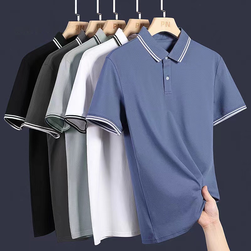 Comfy Plain Polo Shirt Men Causal Polo T Shirt Men Oversize Lapel Short ...