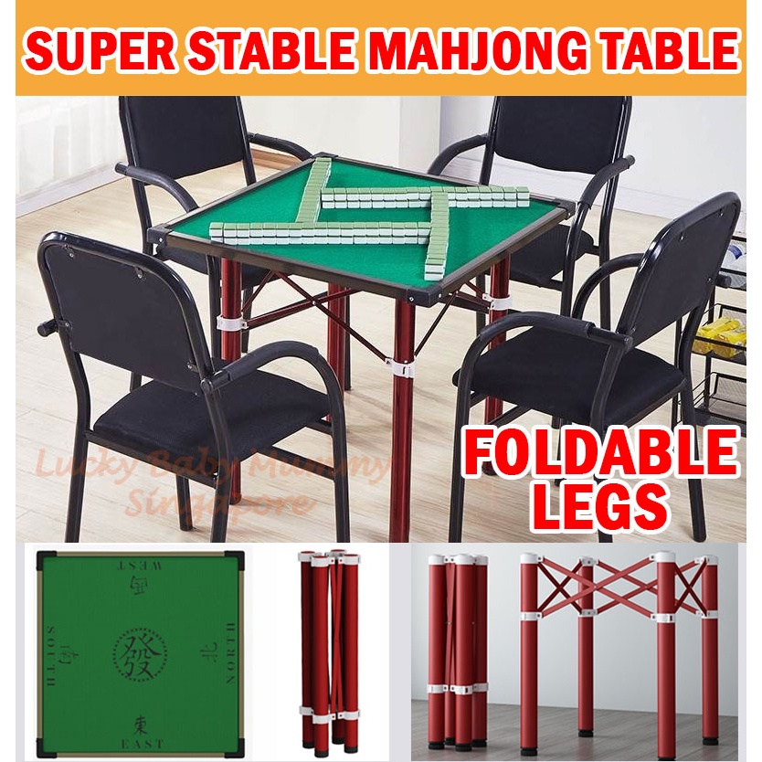 Super Stable Mahjong Table with Stainless Steel Legs Foldable Ashtray ...