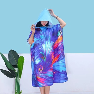Send from sg!!Adult cape quick drying Microfiber printed beach towel ...
