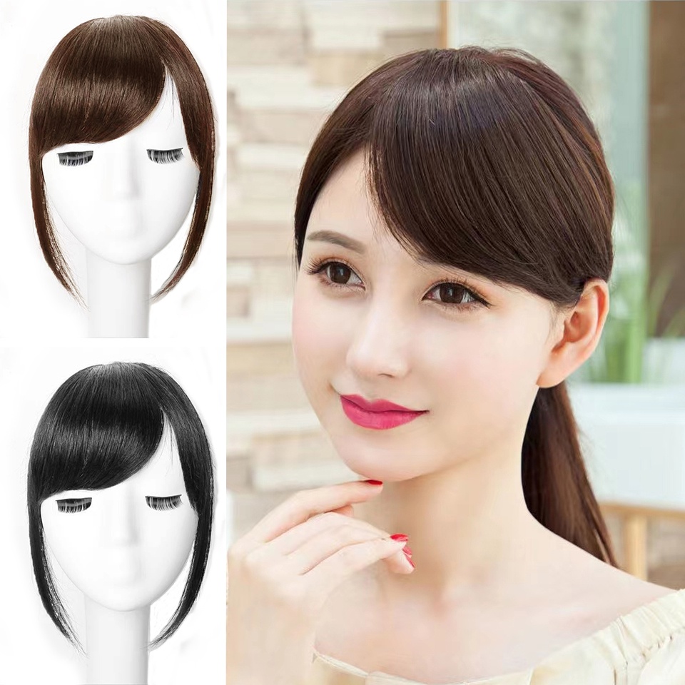 Fake Blunt air Bangs hair Clip-In Extension Synthetic Fake Fringe ...