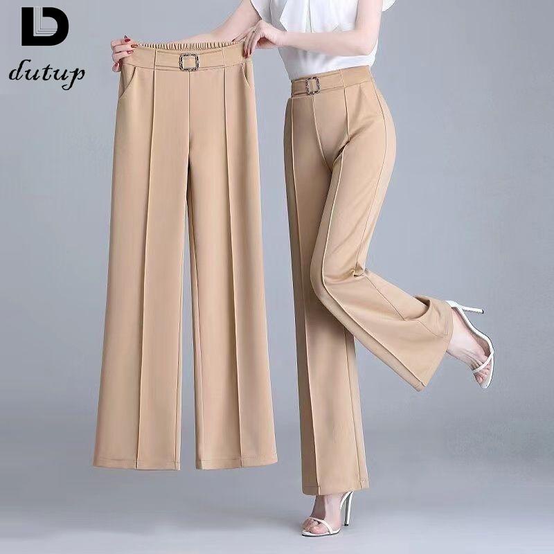 [Office Wear] Women's Suit Pants High Waist Slimmer Look Casual Versatile Straight Wide Leg ...