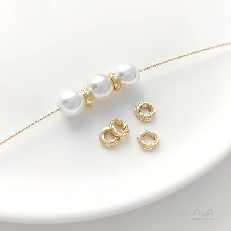 A.ιA゜14K gold 〔 10 Pcs 〕°14K Gold-Clad Color Retention Double Ring ...